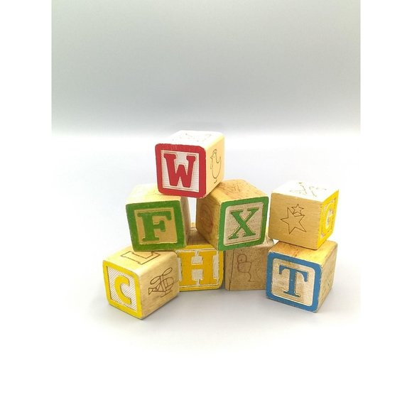 Vintage | Accents | Vintage Wooden Nursery Blocks Colorful Alphabet ...